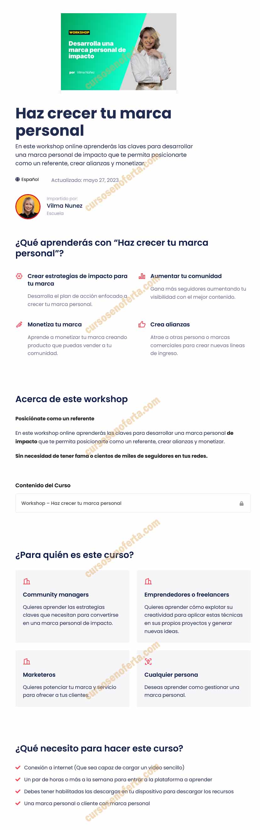 Workshop haz crecer tu marca personal - Convierte Más - cursosenoferta.com